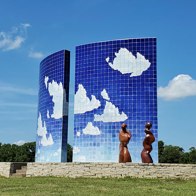 The Blue Sky Sculpture reflects clouds in its mirrored surface &ndash; Kansas's answer to Chicago's Bean, minus the crowds and selfie sticks.