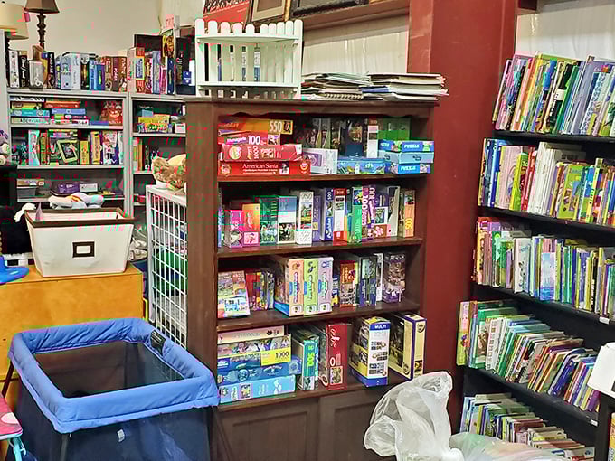 Board game bonanza meets literary wonderland. Nothing says "rainy day perfection" like discovering vintage puzzles and forgotten bestsellers.