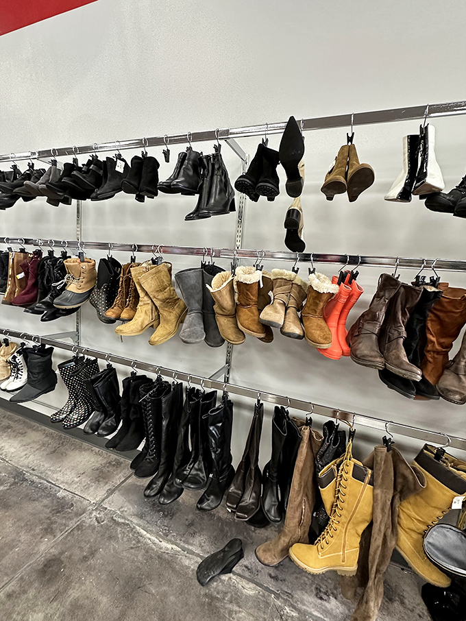 Boot heaven! From cowboy classics to winter warmers, these pre-loved footwear soldiers stand at attention, waiting for their next march.