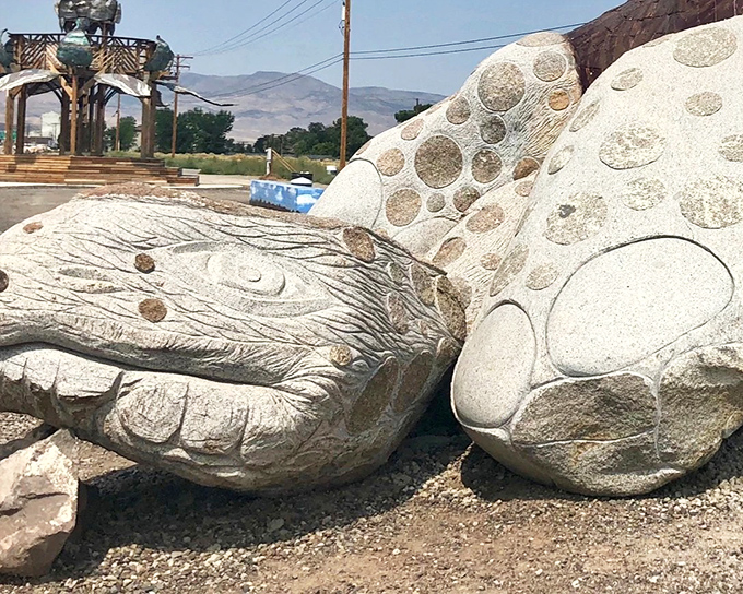 Art with geological flair! This stone sculpture adds character to Fernley's landscape, proving creativity thrives even in desert environments.