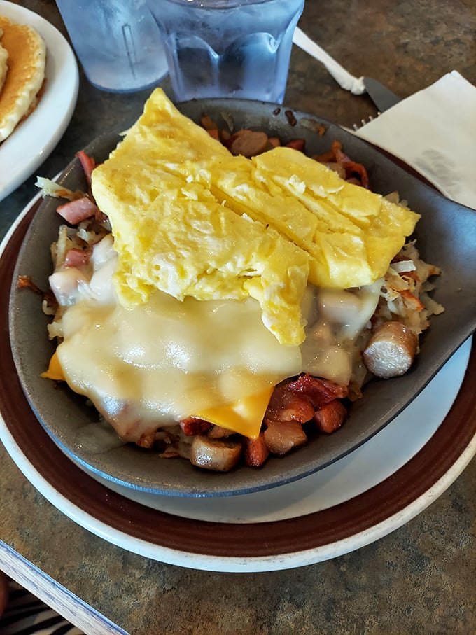 Hash browns meeting cheese and eggs under fluffy omelette blankets&mdash;this is how mornings are supposed to start.