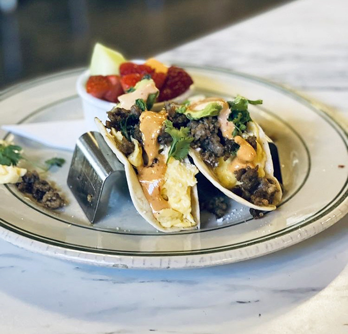 Breakfast tacos that make you question every other breakfast decision you've ever made. The sauce alone deserves its own fan club.