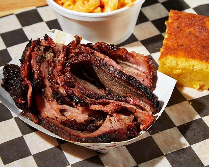 Behold the brisket in all its glory&mdash;that smoke ring isn't just for show, it's a pink badge of honor earned through hours of patient smoking.