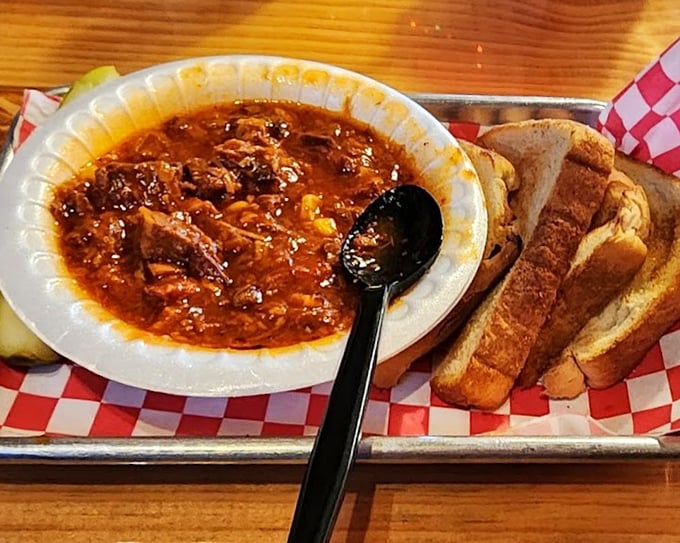 Brunswick stew so thick the spoon practically stands at attention. Texas toast on standby for the inevitable plate-cleaning operation.