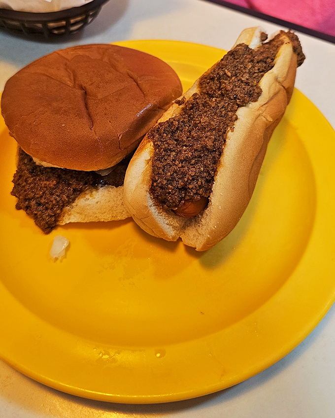 The legendary Greek Burg and hot dog, where that mysterious, crave-worthy meat sauce steals the show. Diet plans, consider yourselves officially postponed.