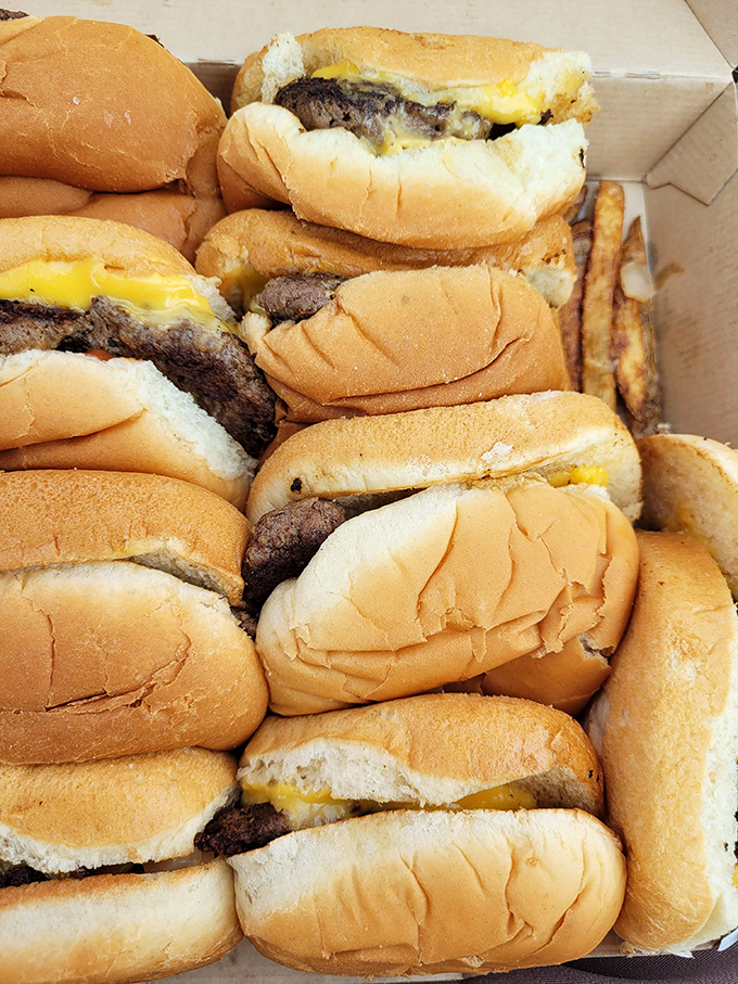 Behold the burger box of dreams. These aren't artisanal or farm-to-table or whatever the kids say these days—they're just perfect, like a hug in sandwich form.