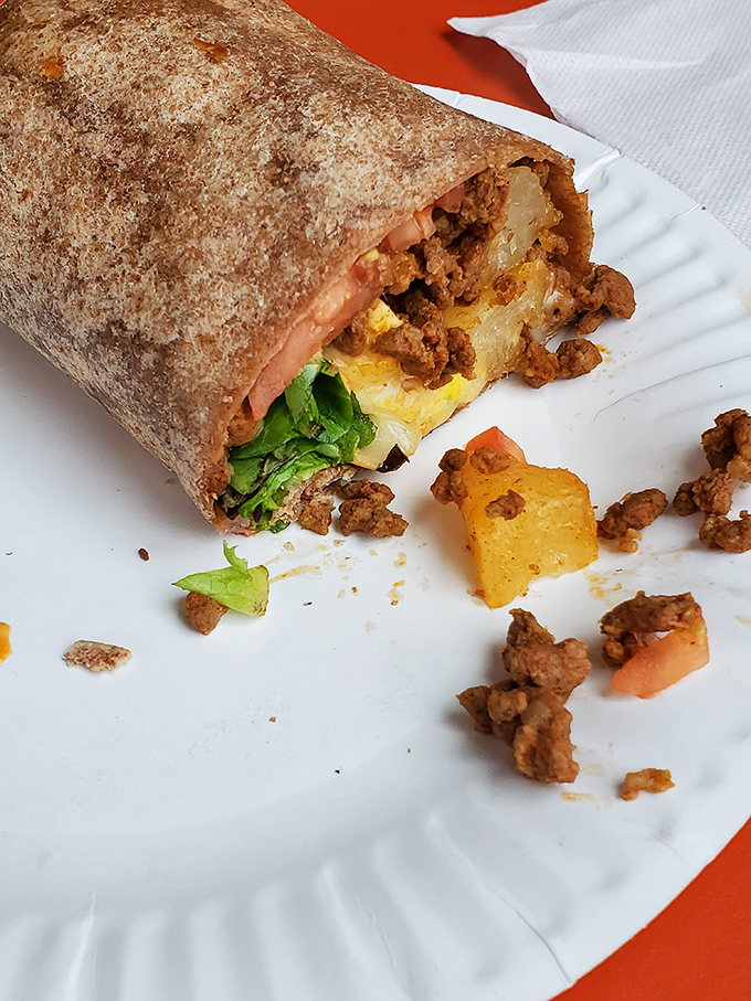 Behold the breakfast burrito in all its glory&mdash;where seasoned ground beef, eggs, and potatoes unite in tortilla-wrapped perfection.