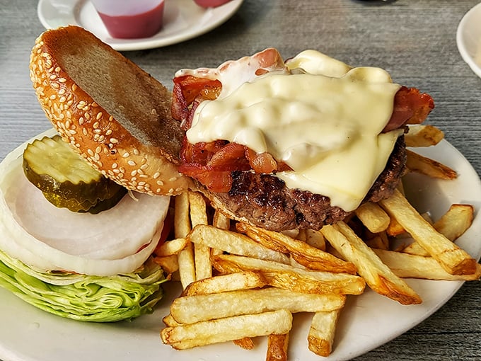 The legendary cheeseburger in all its glory&mdash;where bacon, beef, and melted cheese perform a culinary ballet that's worth the drive from anywhere in Pennsylvania.