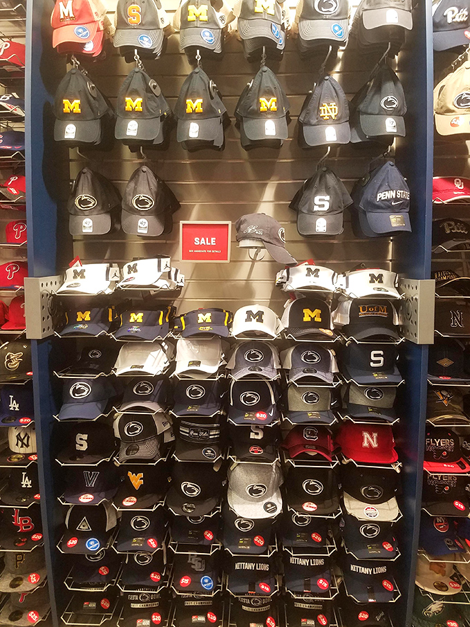 College pride on display! Penn State fans can score team gear alongside Michigan, Notre Dame, and other collegiate rivals at surprisingly reasonable prices.