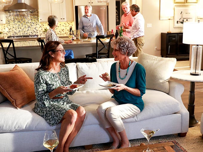 So I told him, retirement isn't about slowing down... Conversations flow as easily as the wine in homes designed for entertaining.