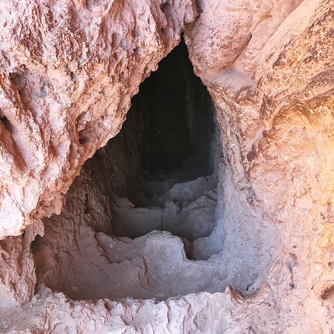 These ancient tunnels carved through travertine feel like nature's version of a secret passageway.