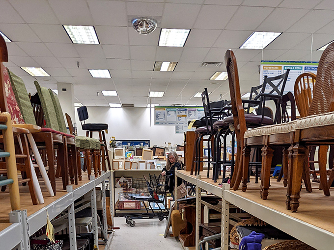 Chair heaven! This furniture forest showcases everything from sturdy dining sets to quirky accent pieces, each with stories from previous homes waiting to be continued.
