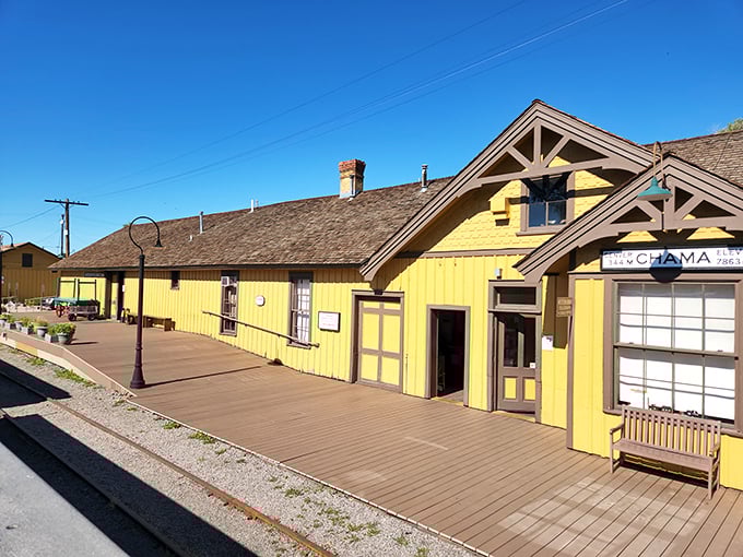 Chama's sunshine-yellow depot hasn't changed its outfit since the Teddy Roosevelt era, proving some fashion statements truly are timeless. 