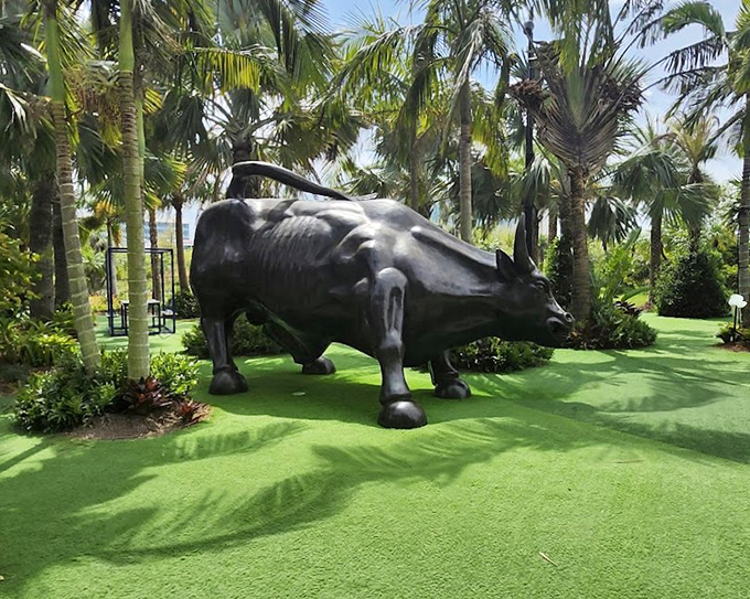 Another magnificent bull sculpture commands attention with its powerful stance, proving that Florida's artistic side can be just as impressive as its beaches.