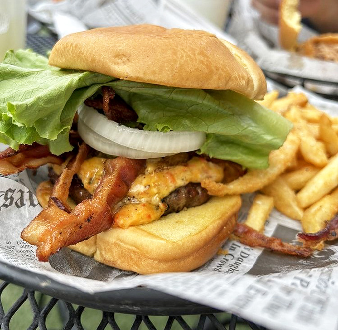 This isn't just a burger&mdash;it's edible architecture where every layer plays its part perfectly in the delicious symphony.