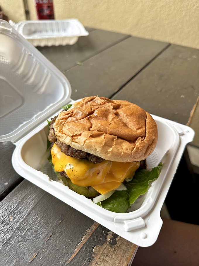 Behold: the cheeseburger that launched a thousand pilgrimages. Simple, honest, and perfectly executed&mdash;the burger equivalent of a great Beatles song.
