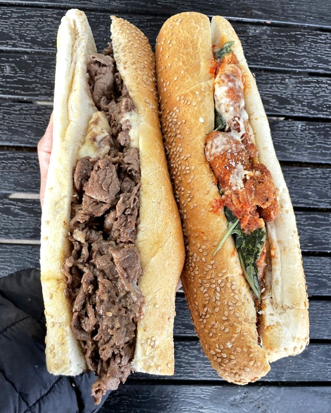 The ultimate Philadelphia showdown: cheesesteak versus chicken parm. In this sandwich battle, your taste buds are the only winners.