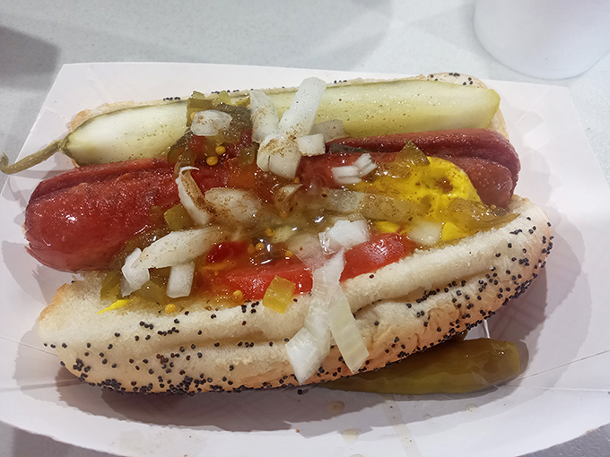 This Chicago-style dog isn't just a sandwich&mdash;it's an architectural marvel of toppings, a symphony of flavors that somehow works in perfect harmony.