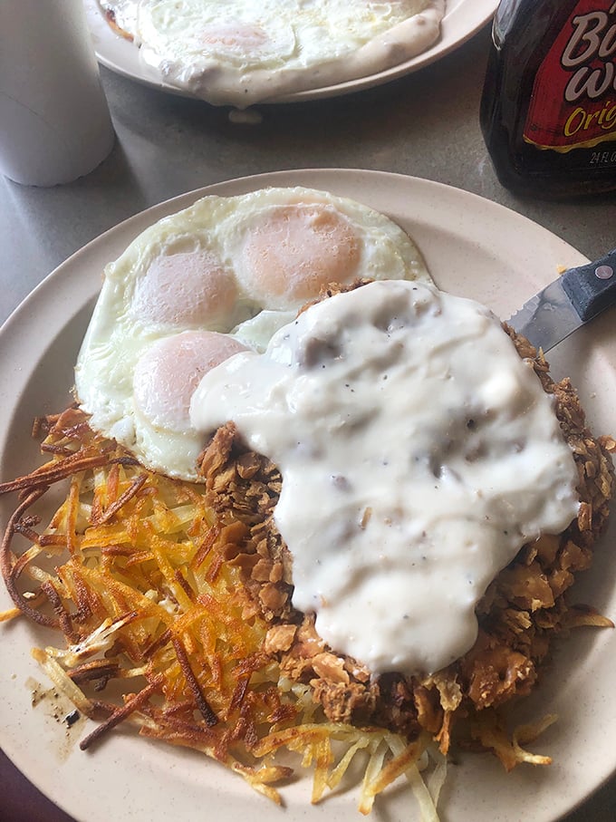 This chicken fried steak doesn't apologize for taking up the entire plate, and neither should it.