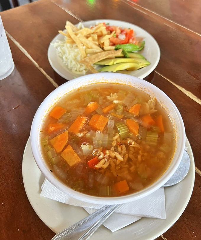 Behold the legendary chicken tortilla soup&mdash;a broth so flavorful it could make a vegetarian question their life choices.