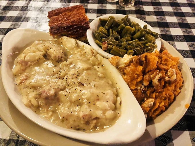 Behold the legendary chicken and dumplings &ndash; a creamy, soul-warming masterpiece that's converted more non-believers than a Sunday revival.