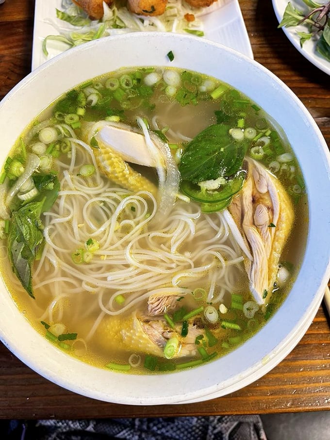 A bowl of chicken pho that's practically singing with fresh herbs and delicate broth&mdash;proof that sometimes the simplest pleasures are the most profound.