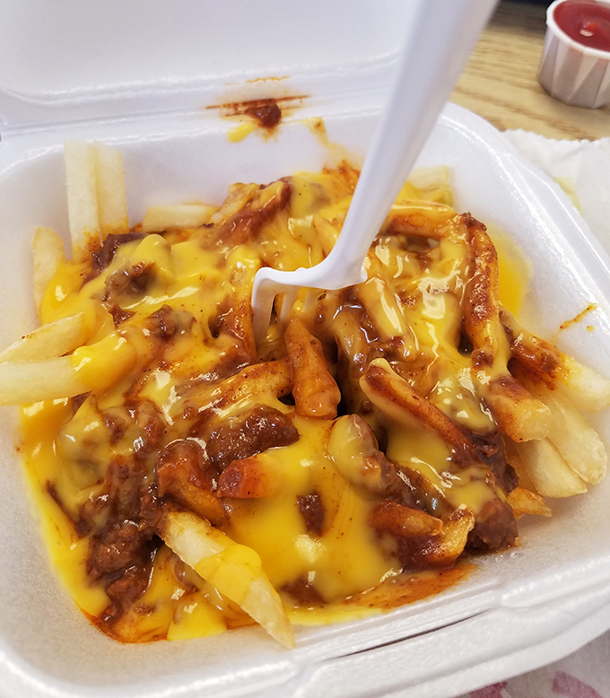 Behold the holy grail: Griff's chili cheese fries in all their gooey, messy splendor. Worth every napkin and every mile of your journey.