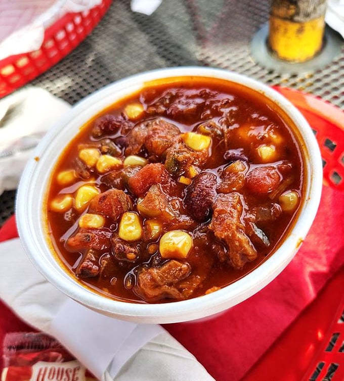 This isn't just chili&mdash;it's a smoky, meaty revelation studded with corn kernels and beans that would make Texas tip its hat in respect.