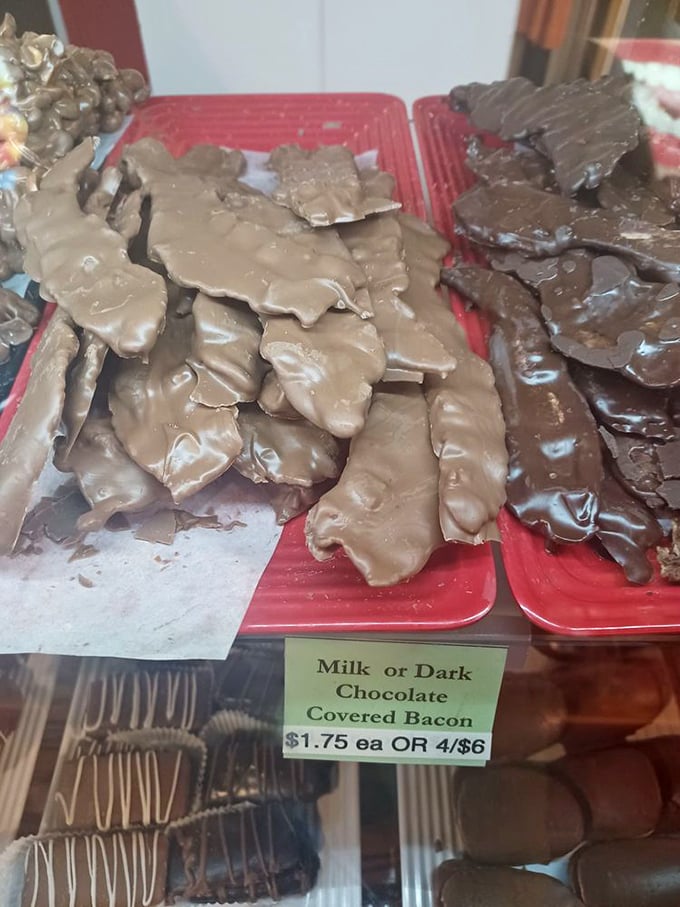 Chocolate-covered bacon: where your adult sophistication meets your childhood sweet tooth. The ultimate proof that growing up doesn't mean giving up.