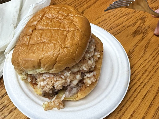 The chopped BBQ sandwich&mdash;a perfect marriage of soft bun and smoky pork that makes you wonder why humans ever bothered inventing complicated food.