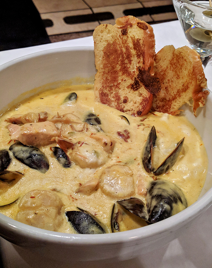 Behold the legendary sea chowder in all its glory&mdash;creamy, seafood-packed perfection that justifies the drive across Virginia.