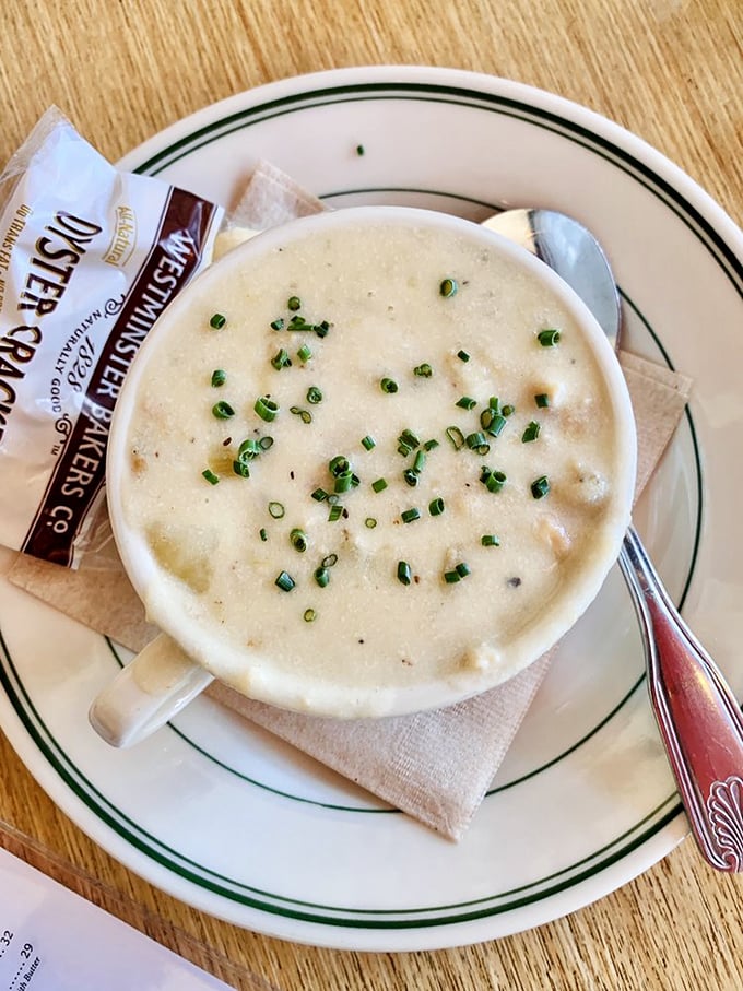 Clam chowder so creamy and perfect it makes New Englanders weep with joy. Those little green chives aren't garnish&mdash;they're the perfect finishing touch.