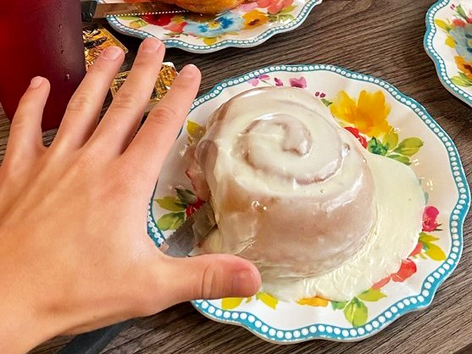 That's not just a cinnamon roll&mdash;it's edible architecture, a spiral masterpiece demanding respect and perhaps a moment of silence.