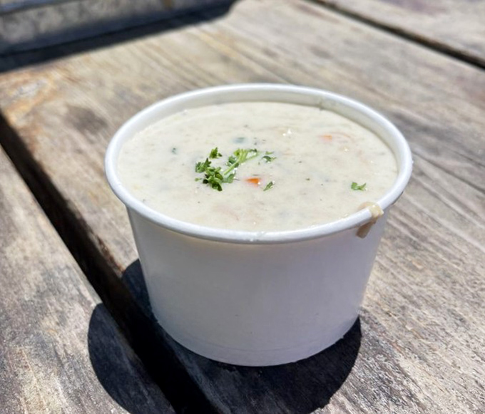 Creamy, dreamy clam chowder that makes you question all other chowders you've ever known. This humble cup contains more flavor than most five-course meals.