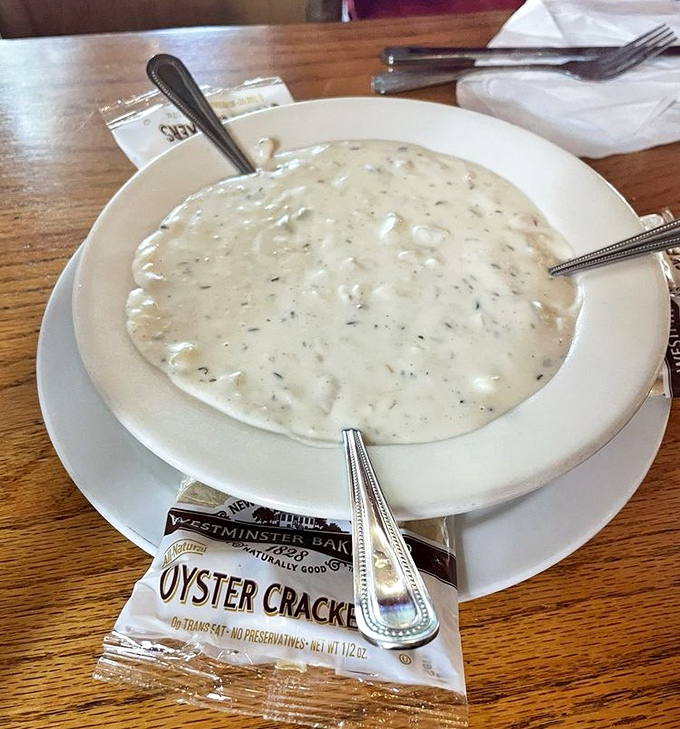 This isn't just clam chowder—it's a creamy bowl of maritime history that's converted more soup skeptics than any sermon ever could.