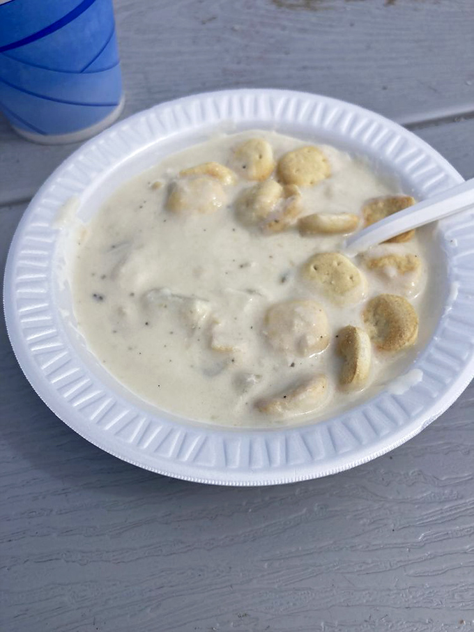 This isn't just clam chowder; it's a creamy bowl of New England heritage, where each spoonful tells stories of foggy harbors and salty fishermen.