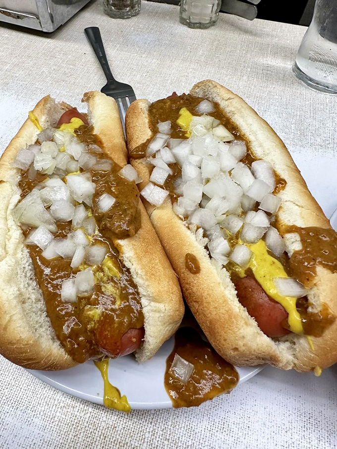 Hot dog nirvana, Motor City style. These Coney dogs with their perfect ratio of chili, onions, and mustard are worth crossing state lines for.