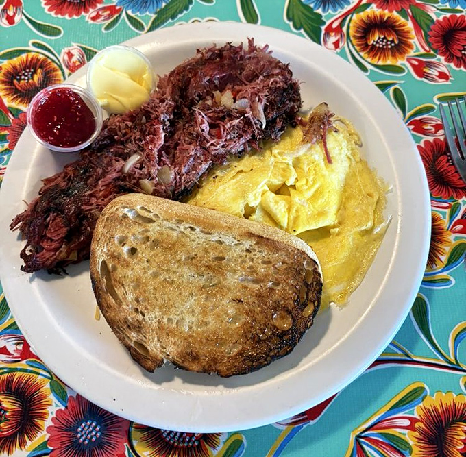 Behold the legendary corned beef hash&mdash;chunky, caramelized perfection that makes you wonder if you've ever actually had real hash before.
