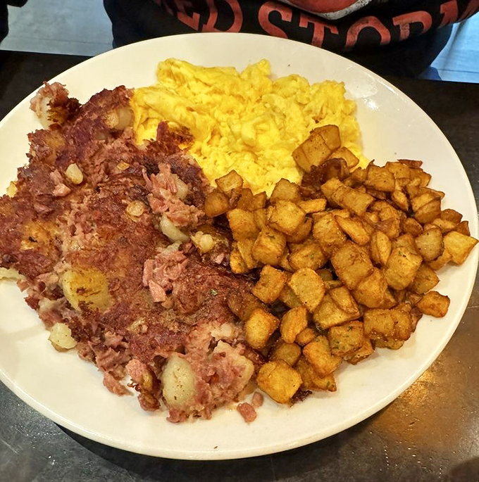 Corned beef hash that doesn't mess around&mdash;crispy, savory, and paired with eggs and potatoes that make hitting snooze seem like a crime.