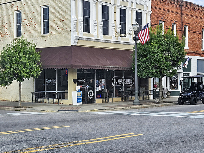 Cornerstone Café serves up more than just meals—it dishes community connections. The sidewalk seating isn't just charming; it's front-row tickets to Benson's daily parade of life.