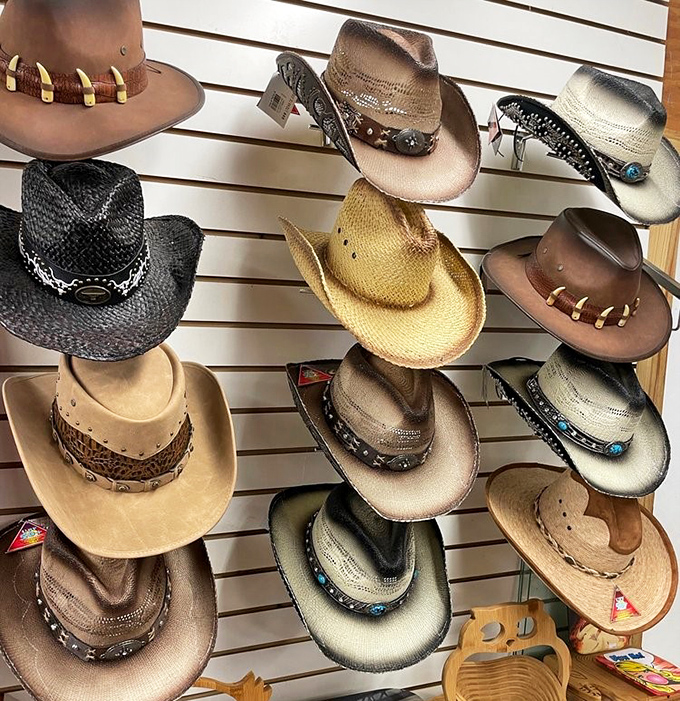 Cowboy hat heaven or the world's most ambitious hat rack? Either way, your sun-baked noggin will thank you for the stylish protection.