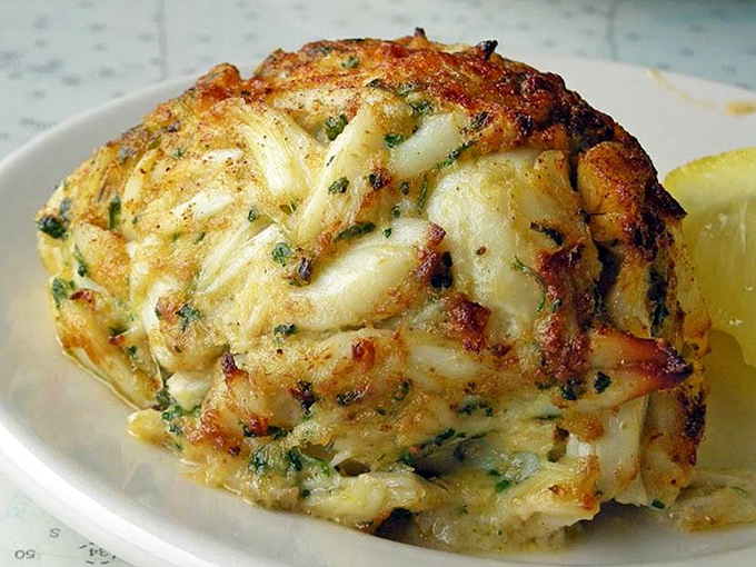 Behold the star attraction: a golden-brown crab cake that's more crab than cake. This is what Marylanders dream about during long winters.