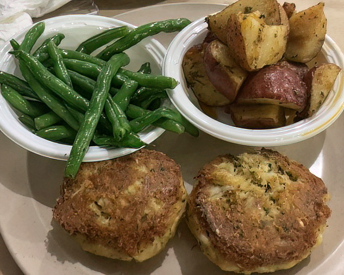 Golden-brown crab cakes that could make a Marylander weep with joy. These beauties are what minimal intervention looks like&mdash;just enough binding to keep the sweet lumps together.