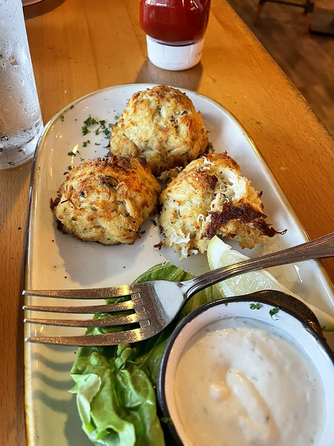 Golden-brown perfection: these crab cakes are what seafood dreams are made of &ndash; almost all crab, barely any filler.