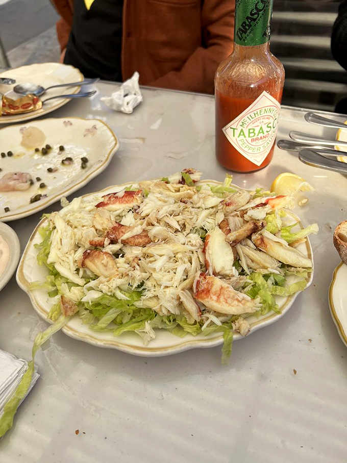 Crab Louis salad done right &ndash; sweet Dungeness meat piled high on crisp lettuce. No fancy tricks needed when the star ingredient performs this well.