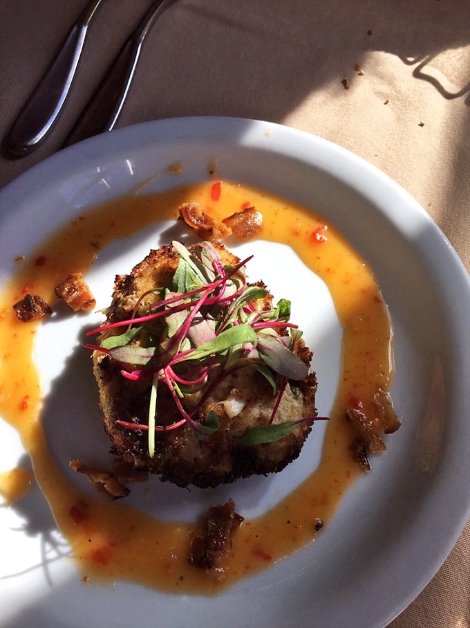 This crab cake isn't playing games. Almost entirely lump crabmeat with just enough binding to keep it from floating away into seafood heaven.