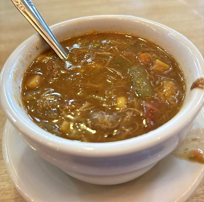 Maryland crab soup that's worth crossing state lines for&mdash;chunks of sweet crab meat swimming in a tomato broth that whispers secrets of the Chesapeake.