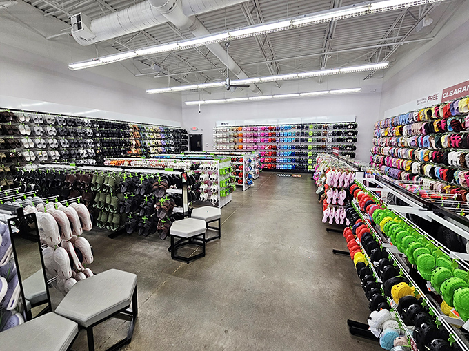 A rainbow explosion of Crocs&mdash;where comfort meets questionable fashion choices that somehow became cool again. Resistance is futile.