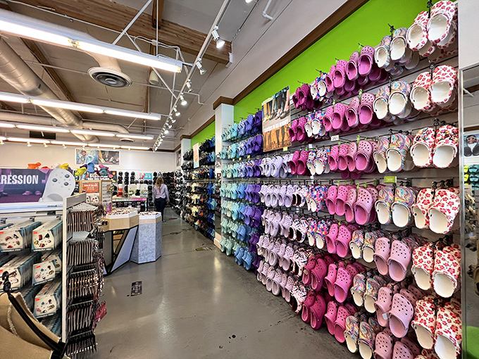 A rainbow explosion of Crocs proves that comfort and savings can coexist in a dazzling array of colors and styles.