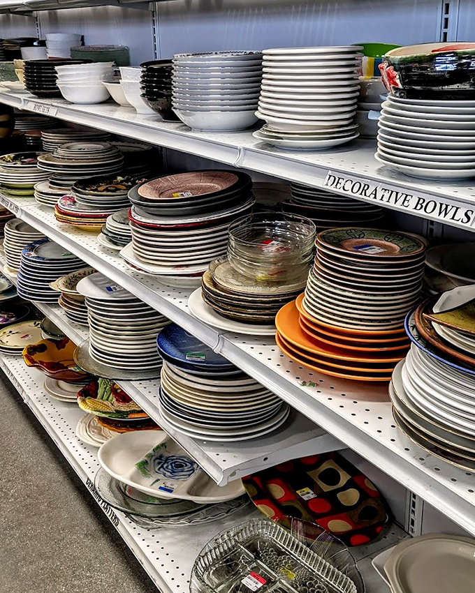 Dish paradise! Enough plates to serve a small village, each with its own history and ready for your next dinner party.